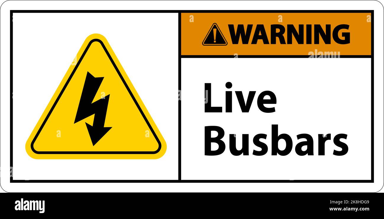 Warning Live Busbars Sign On White Background Stock Vector Image & Art ...