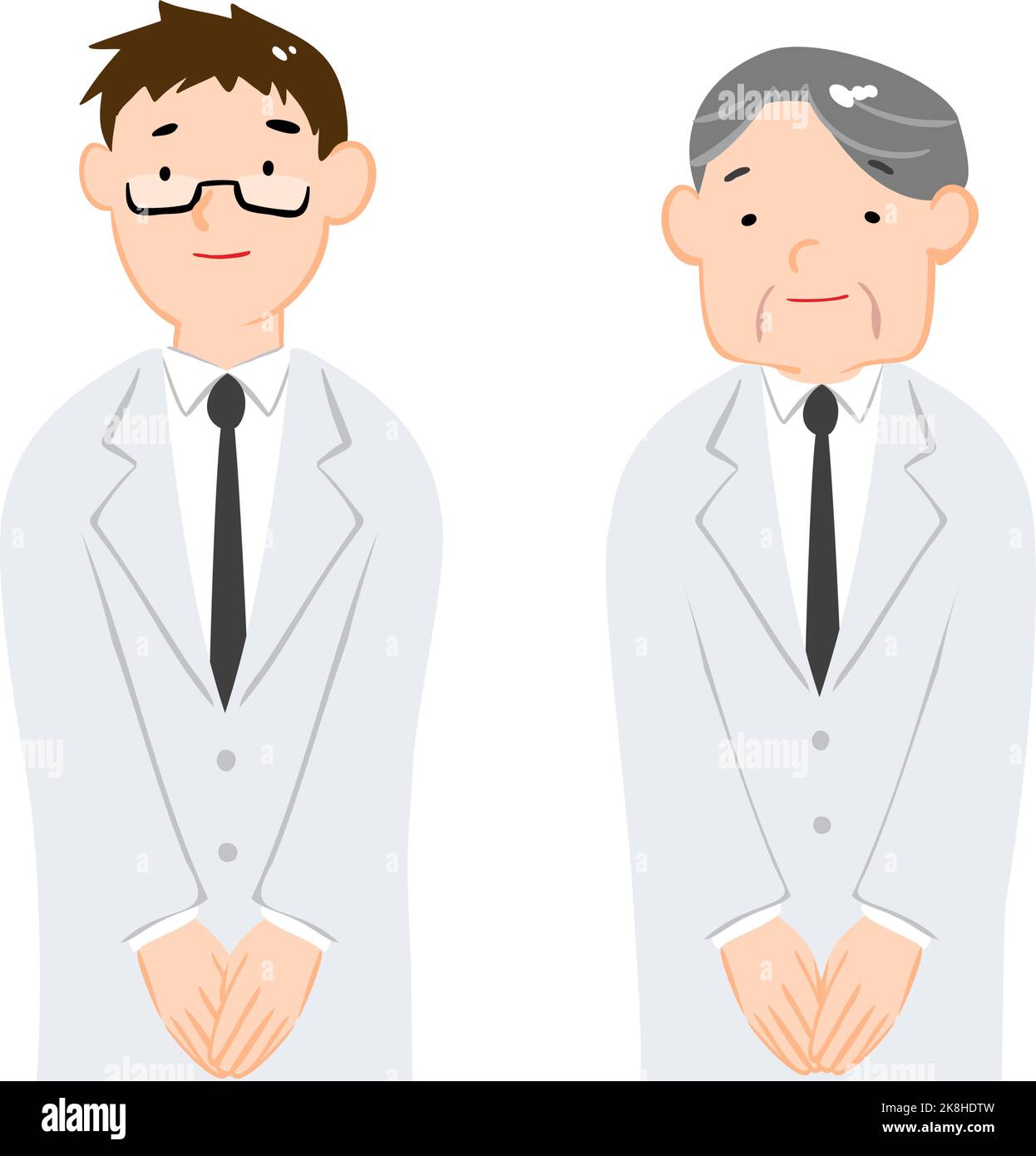 Illustration of standing with both hands aligned in front of the body ...