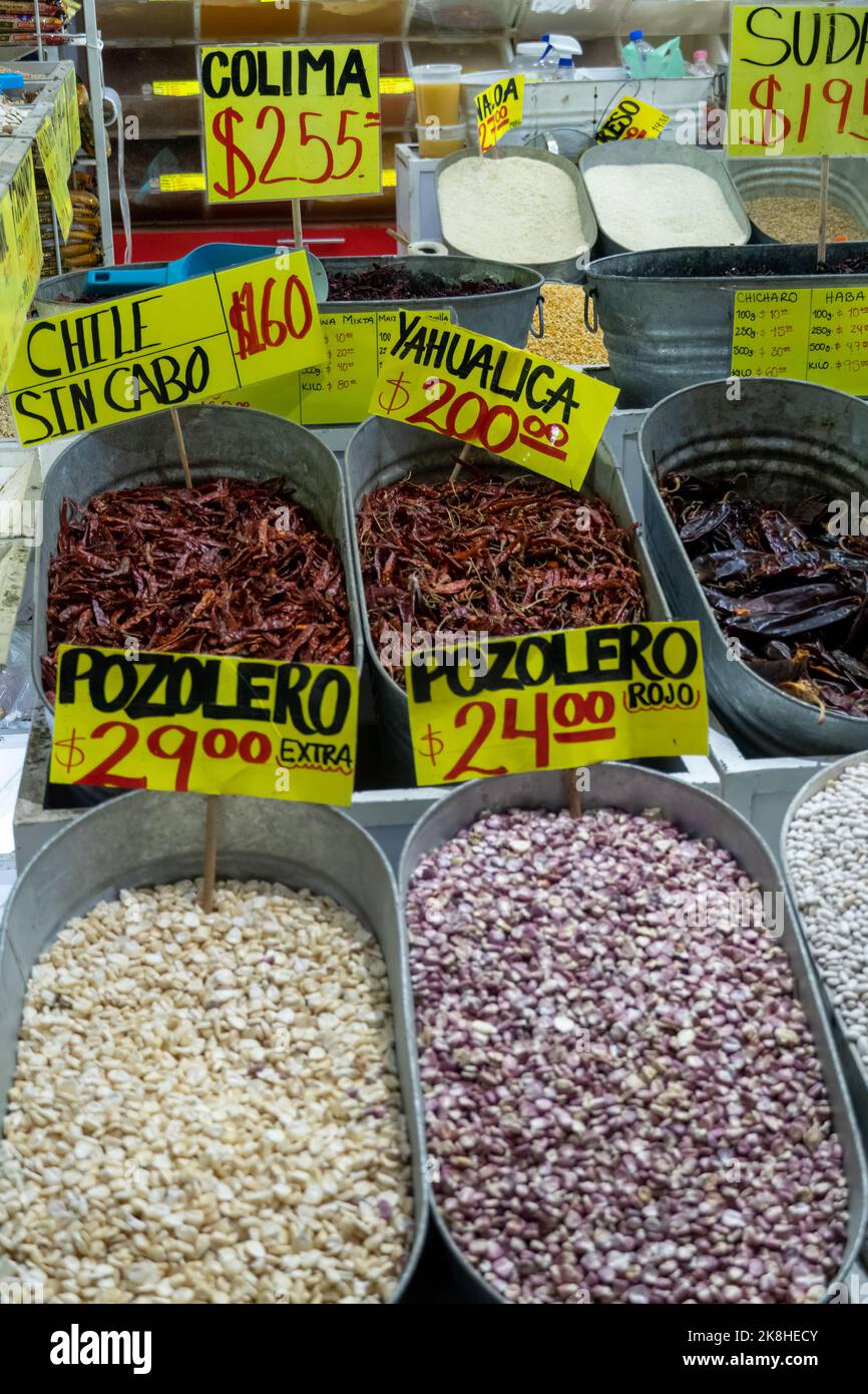 Different kinds of legumes beans in bulk bags on the market in mexico ...