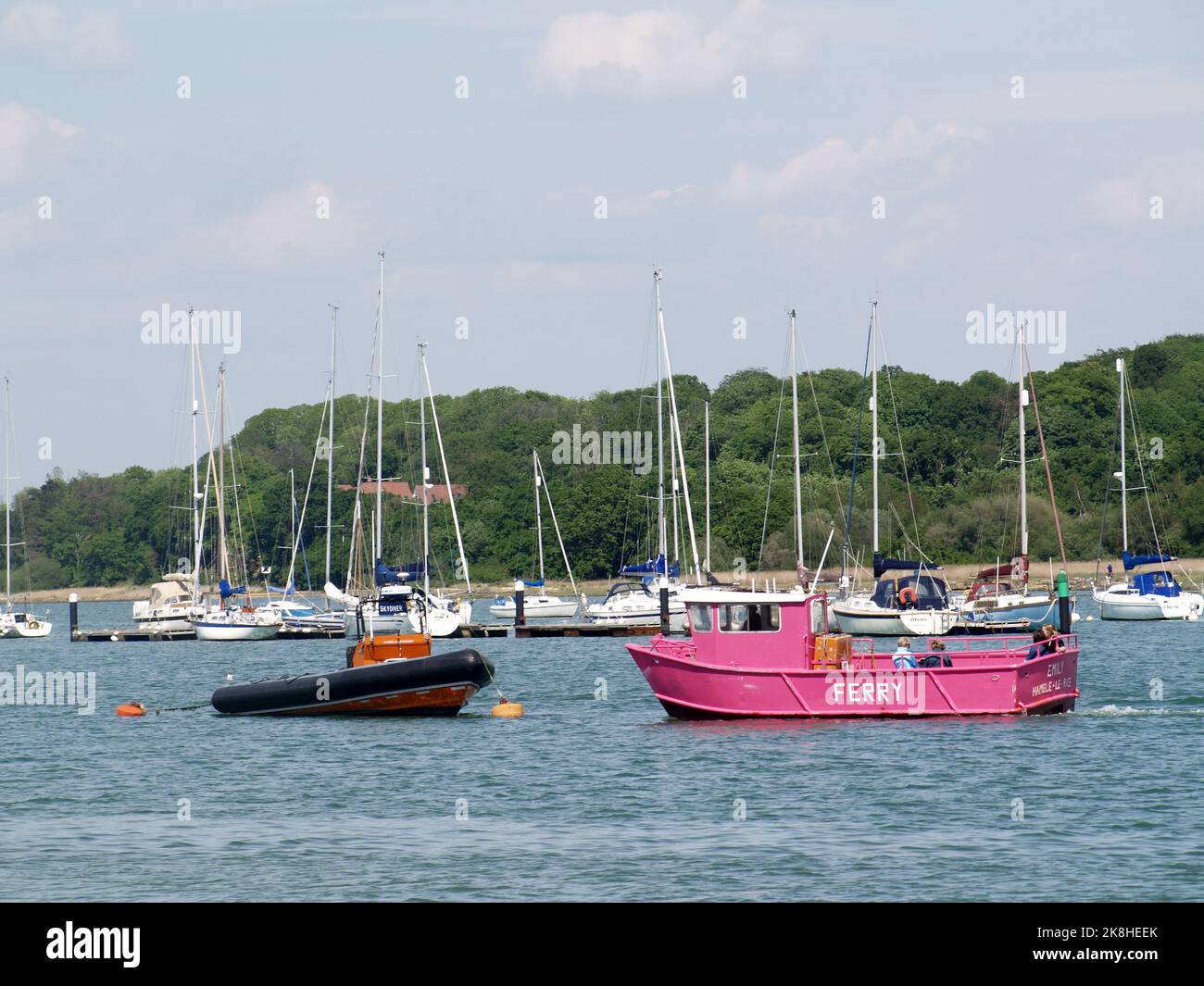 Pink painted Hamble Warsash Ferry Emily on the Hamble River ...