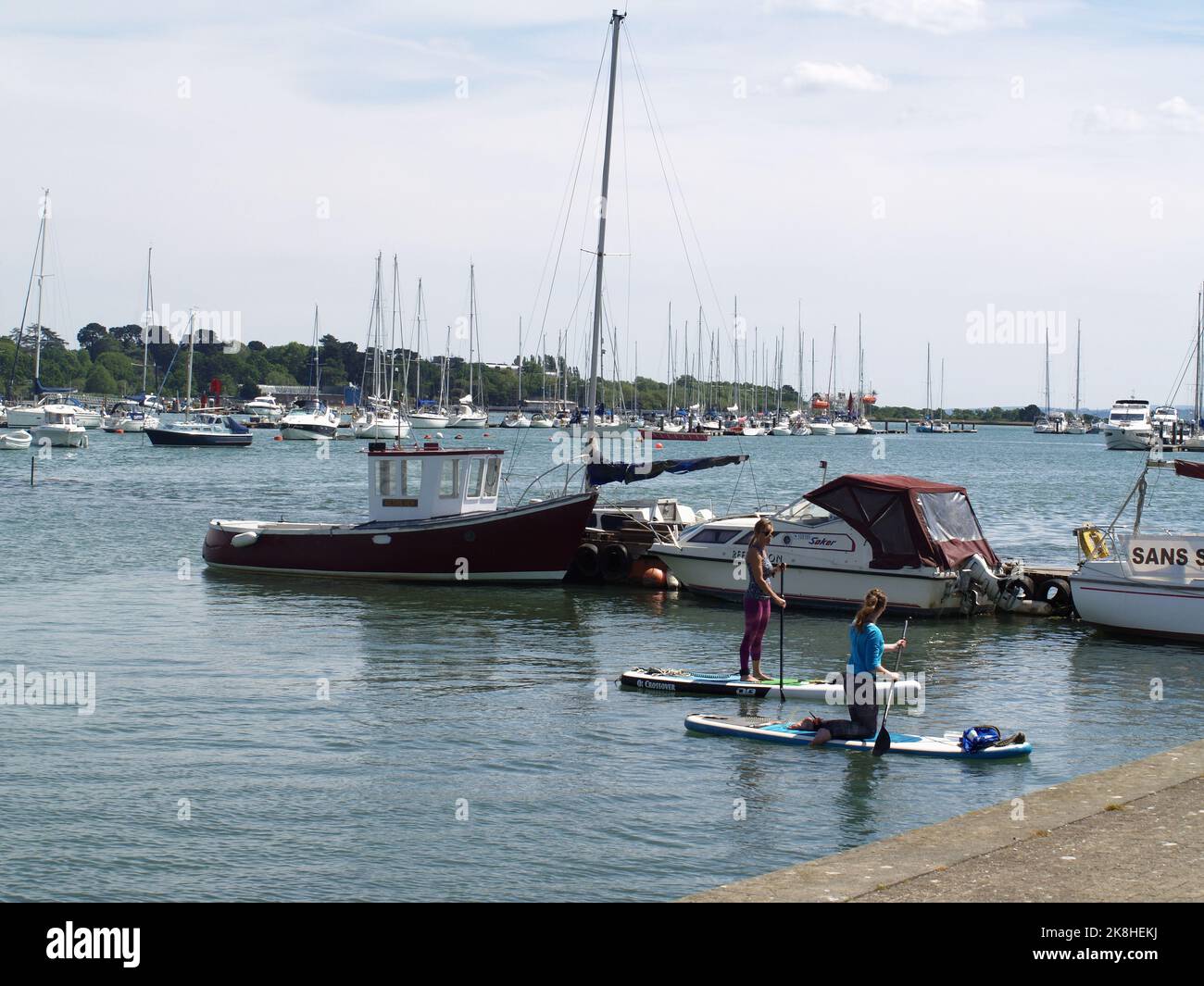 Paddleboarding on the Hamble River, Hamble-Le-rice, Hampshire, England ...