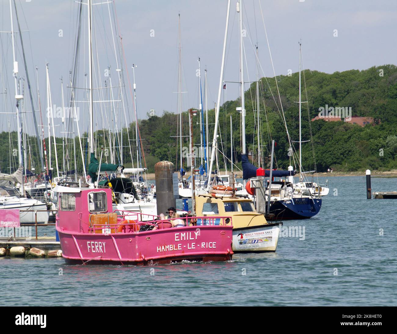 Pink painted Hamble Warsash Ferry Emily on the Hamble River ...