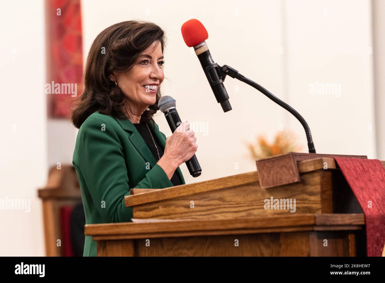 Governor Kathy Hochul delivers remarks at Canaan Baptist Church of ...