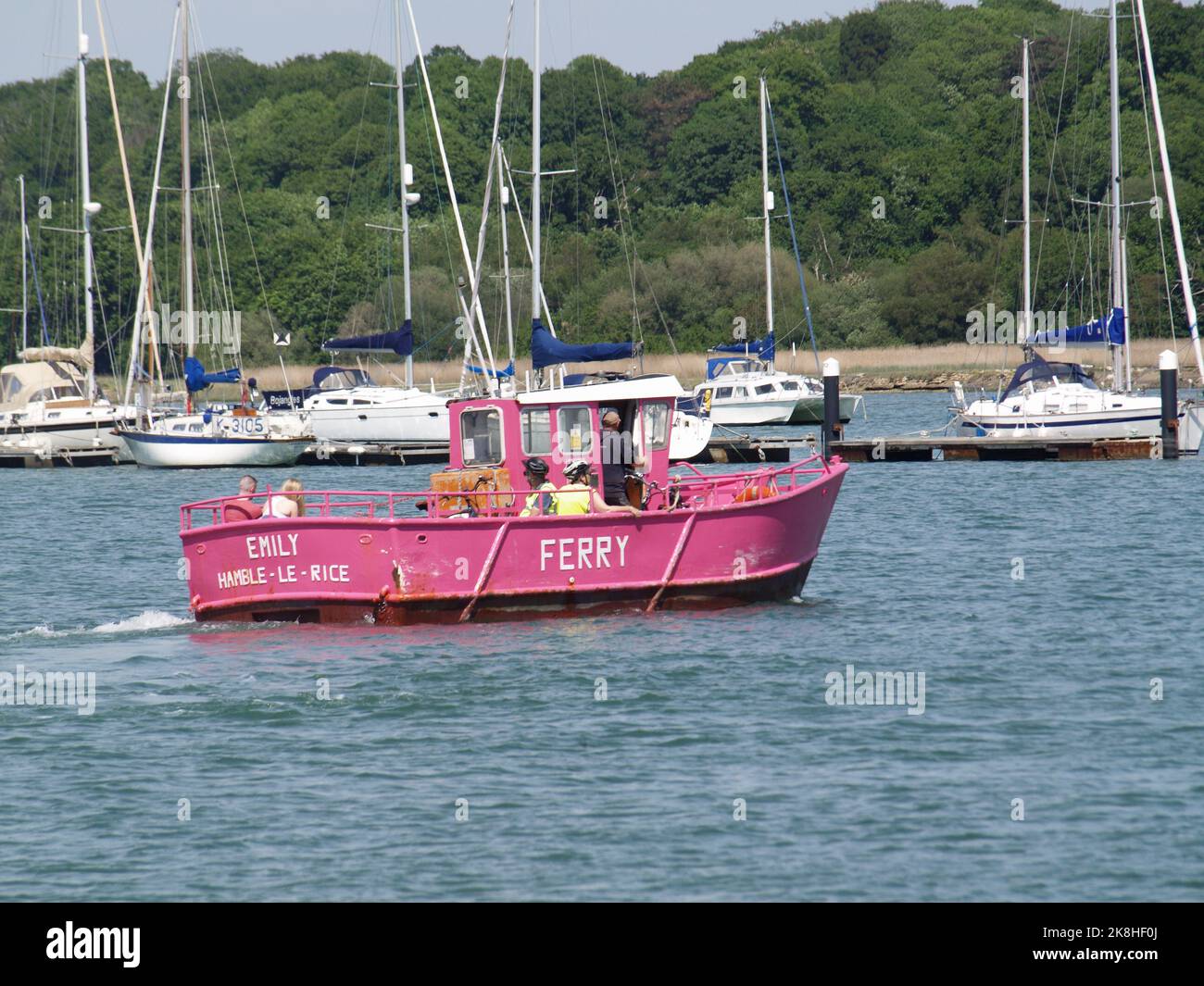 Pink painted Hamble Warsash Ferry Emily on the Hamble River ...