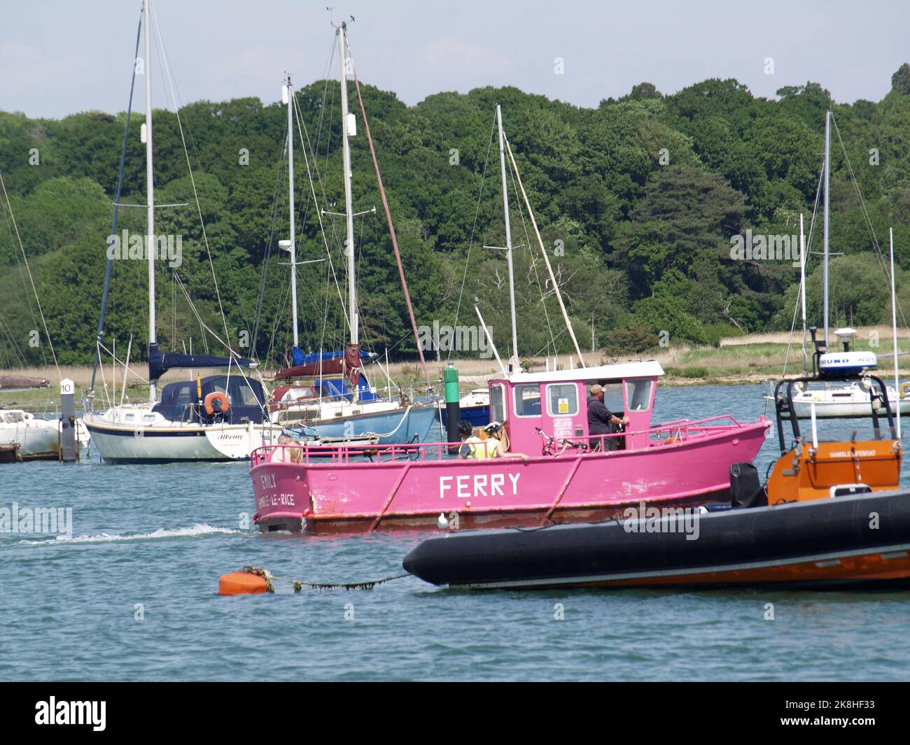Pink painted Hamble Warsash Ferry Emily on the Hamble River ...