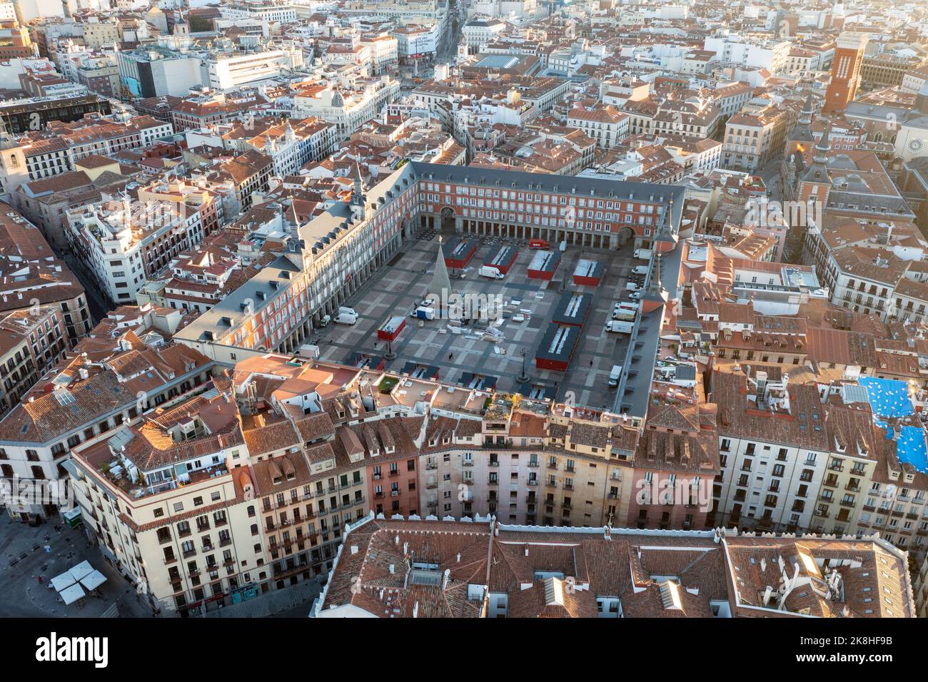 Madrid, Spain - Nov 19, 2021: Aerial view of Plaza Mayor in Madrid ...