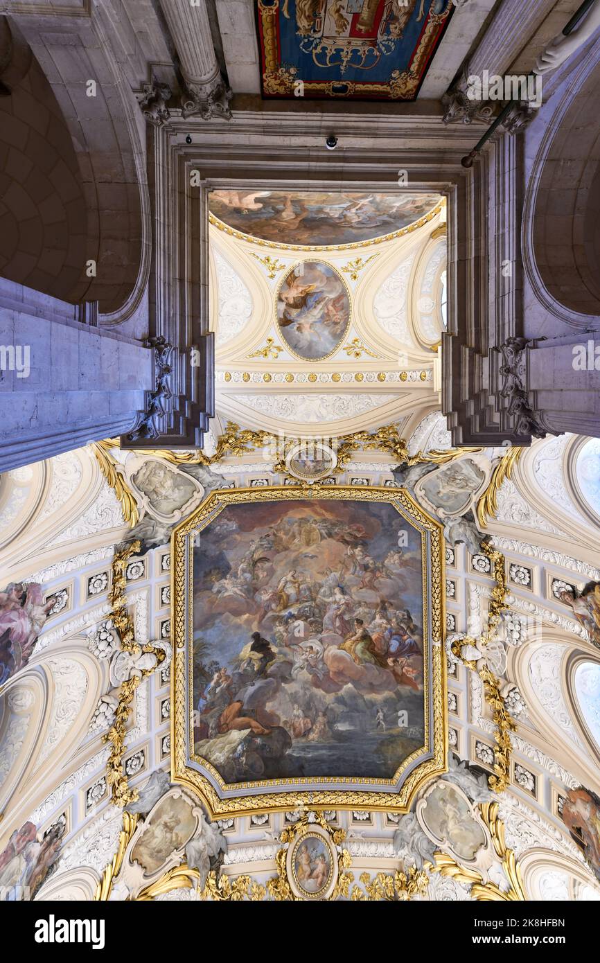 Madrid, Spain - Nov 19, 2021: Madrid Royal Palace Hall interior view ...