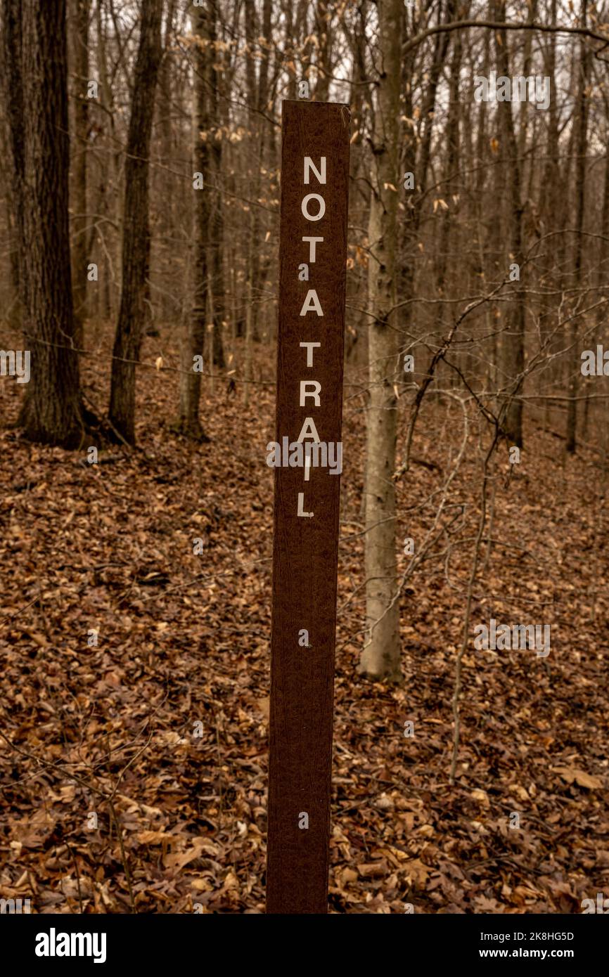Not A Trail Sign In Mammoth Cave National Park in late spring Stock ...