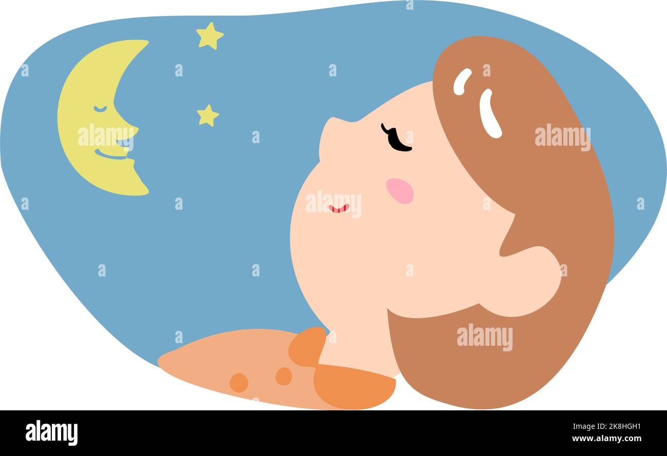 Illustration of a woman sleeping soundly at night Stock Vector Image ...