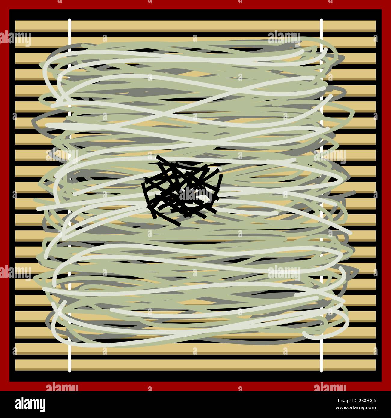Illustration of zaru soba with chopped seaweed Stock Vector Image & Art ...