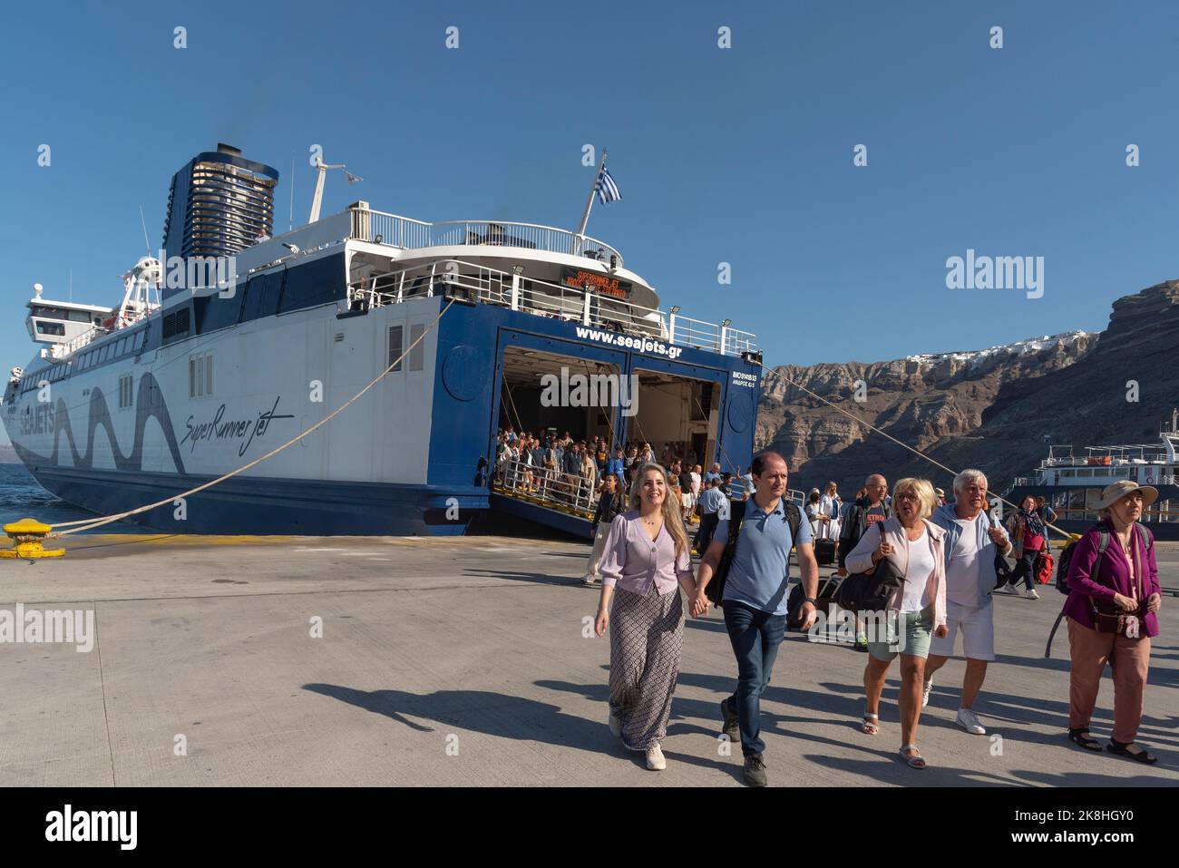 Ormos Athinios, Santorini, Greece. 2022. Athinios Port, Santorini ...