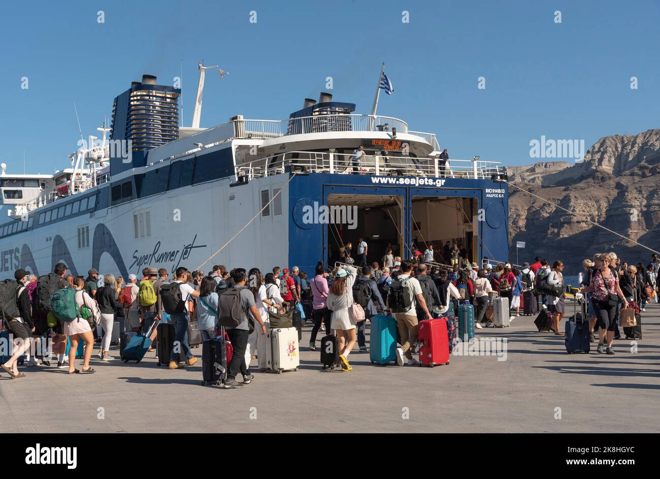 Ormos Athinios, Santorini, Greece. 2022. Athinios Port, Santorini ...