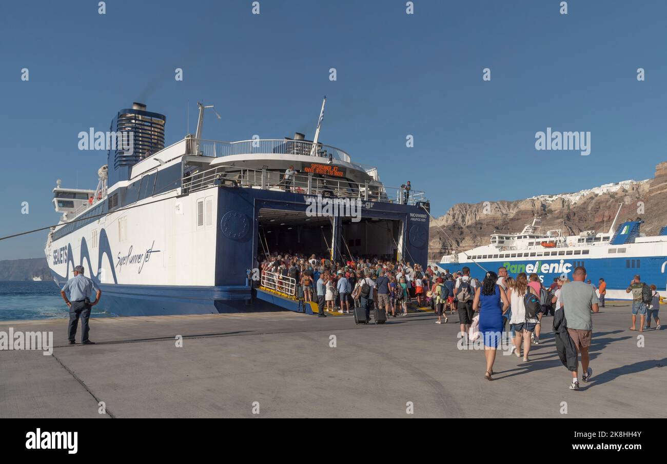 Ormos Athinios, Santorini, Greece. 2022. Athinios Port, Santorini ...