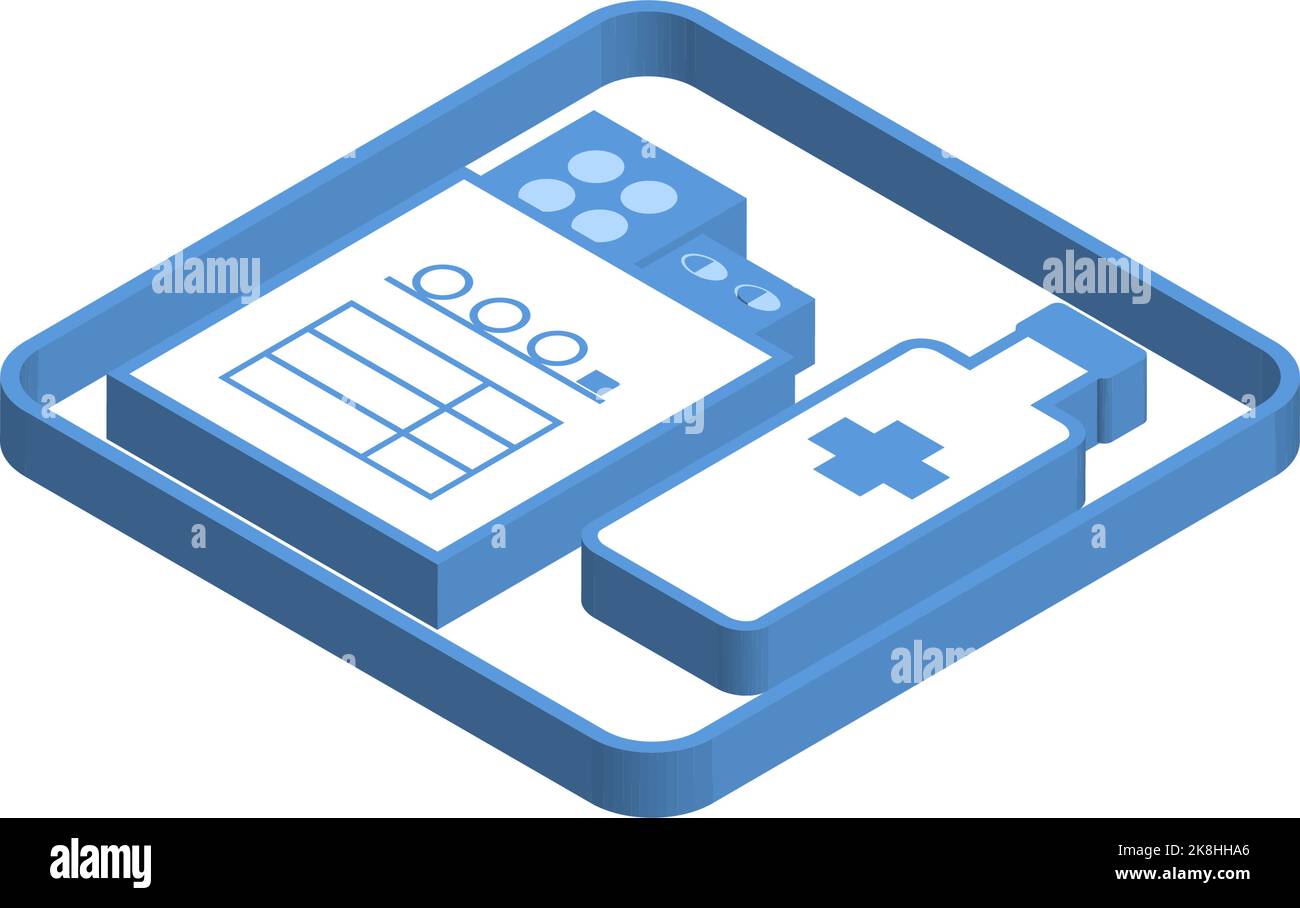Pharmacy blue isometric icon illustration Stock Vector Image & Art - Alamy
