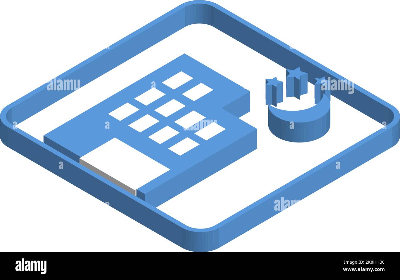 Blue isometric icon illustration of building at night Stock Vector ...