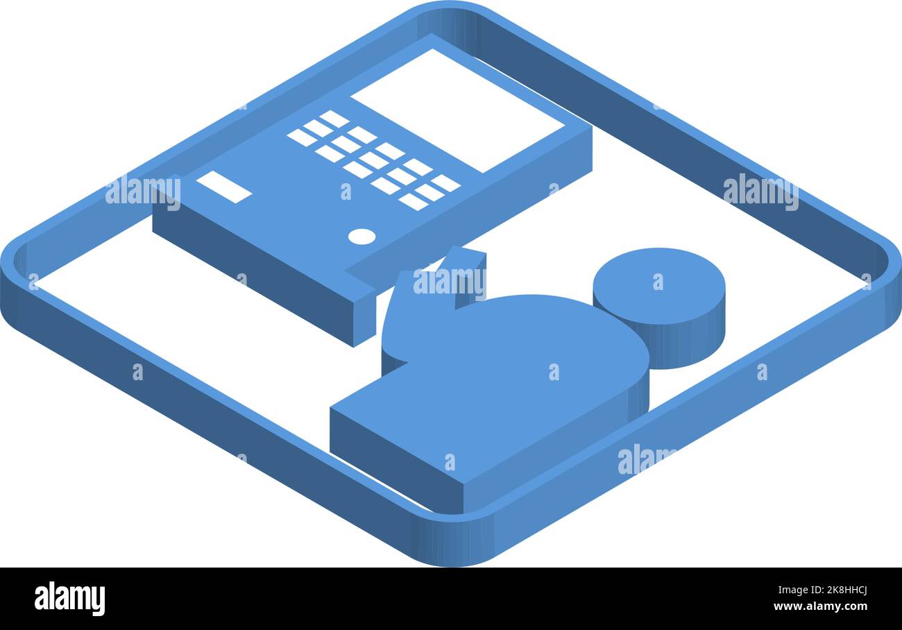 Blue isometric icon illustration of ticket office Stock Vector Image ...