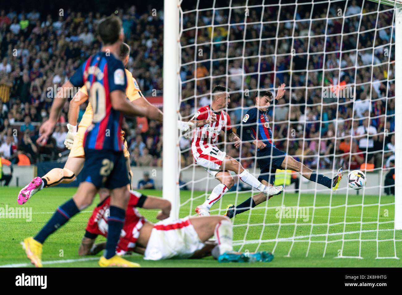 Barcelona, Spain. 23rd Oct, 2022. Pedri (1st R) of Barcelona shoots during a La Liga football ...
