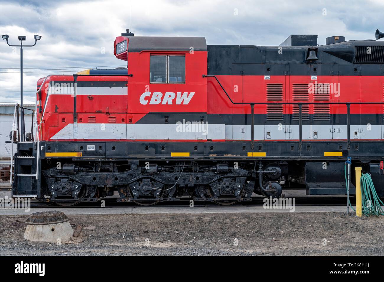 The cab of locomotive 166 parked at the Columbia Basin Railroad Yard in ...