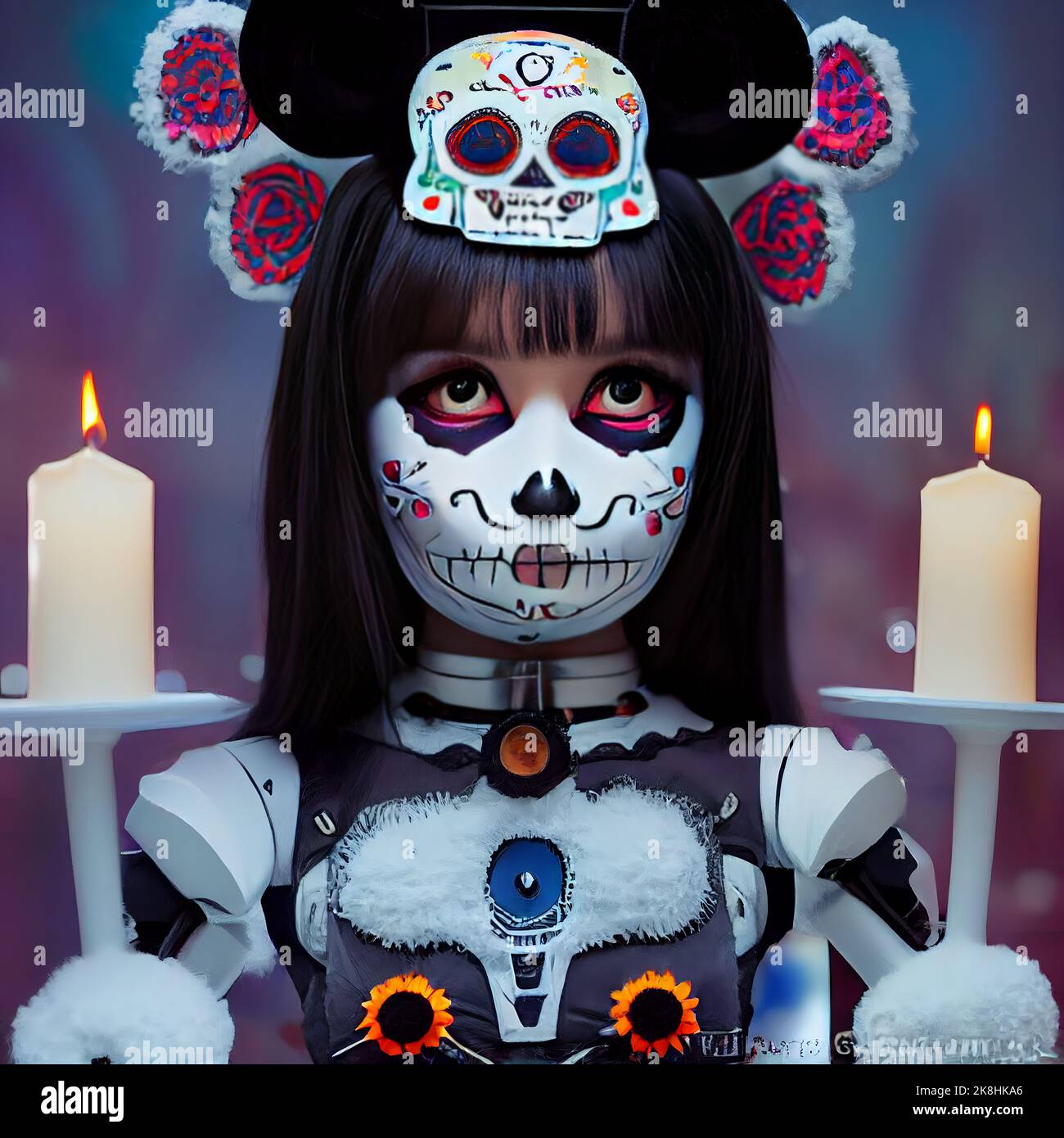 Sugar Skull decorated skeletons celebrating the Day of the Dead ...