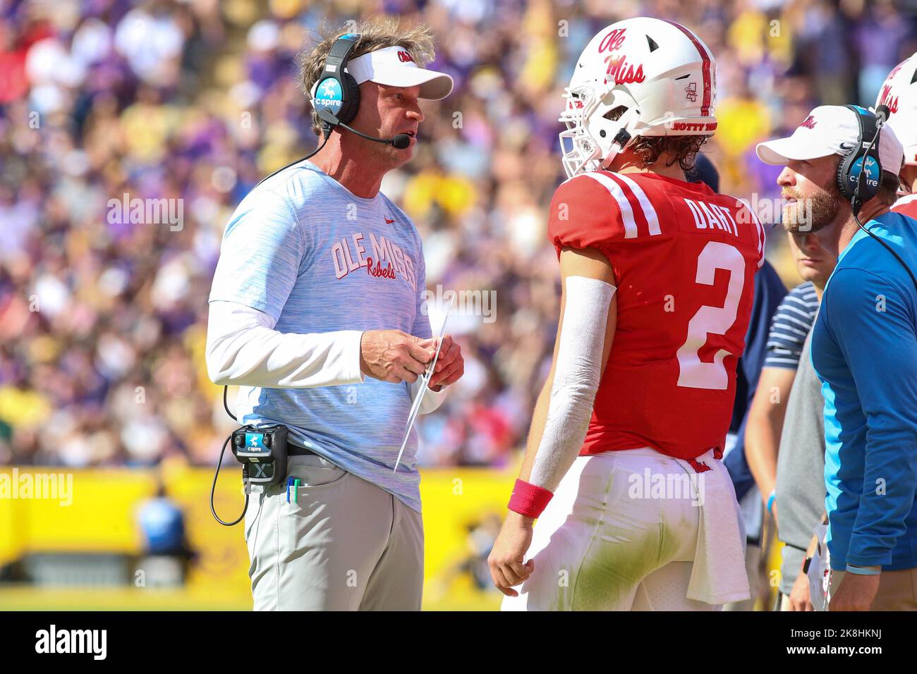 Baton Rouge, LA, USA. 22nd Oct, 2022. Ole Miss Head Coach Lane Kiffin ...