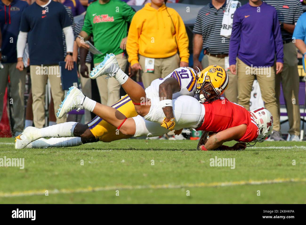 October 22, 2022: LSU's Harold Perkins Jr. (40) brings down Ole Miss ...