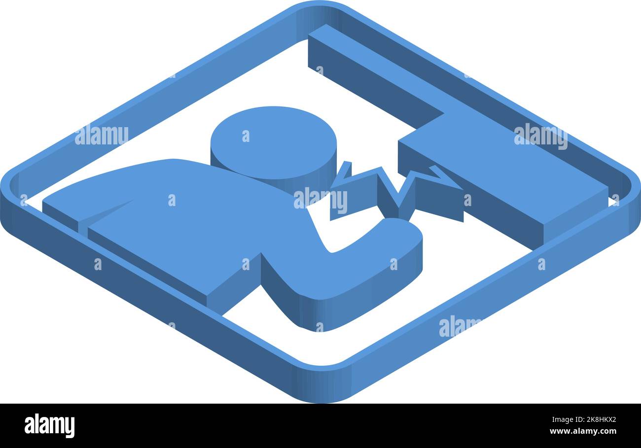 Blue isometric illustration of overhead caution Stock Vector Image ...