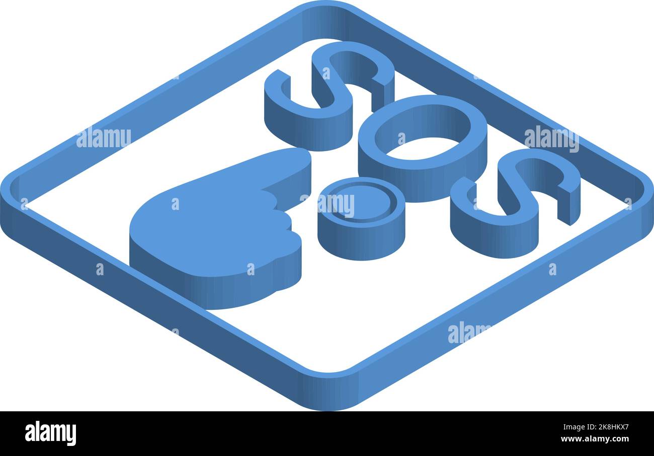 Blue isometric illustration of an emergency call push button Stock ...