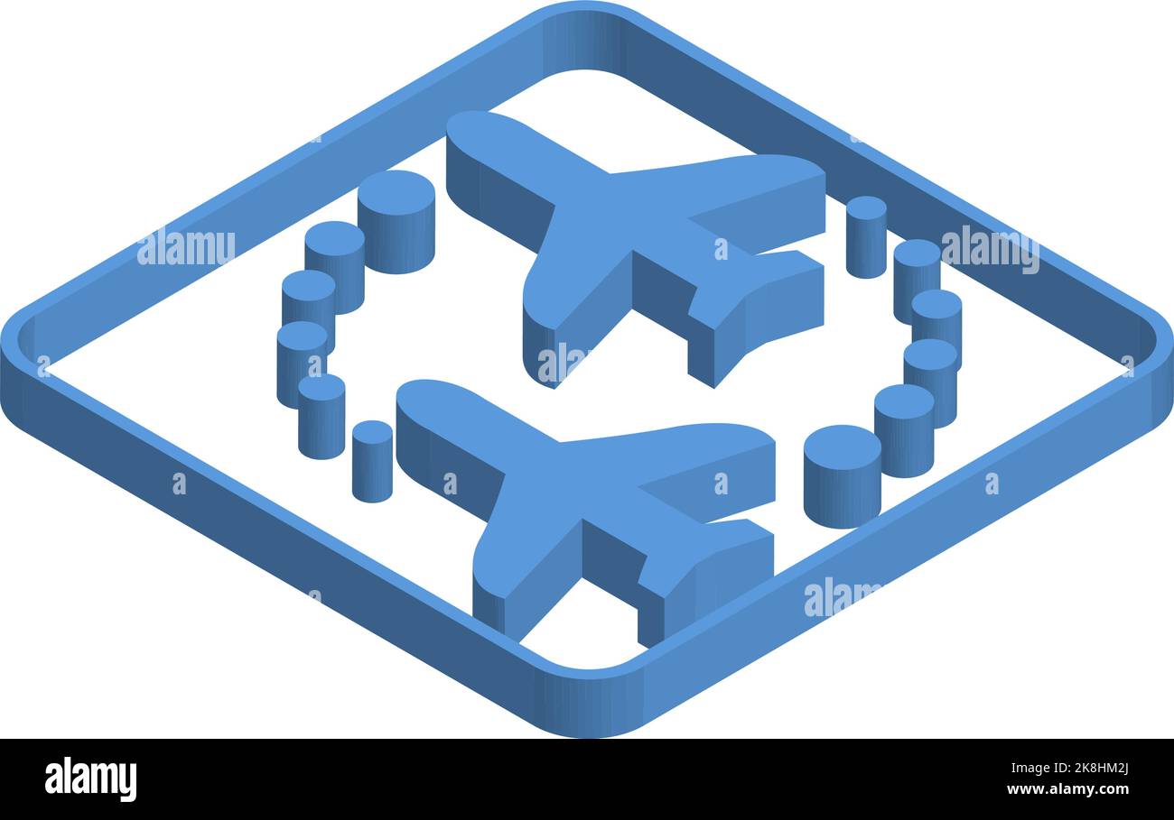 Blue isometric illustration of airplane transfer Stock Vector Image ...