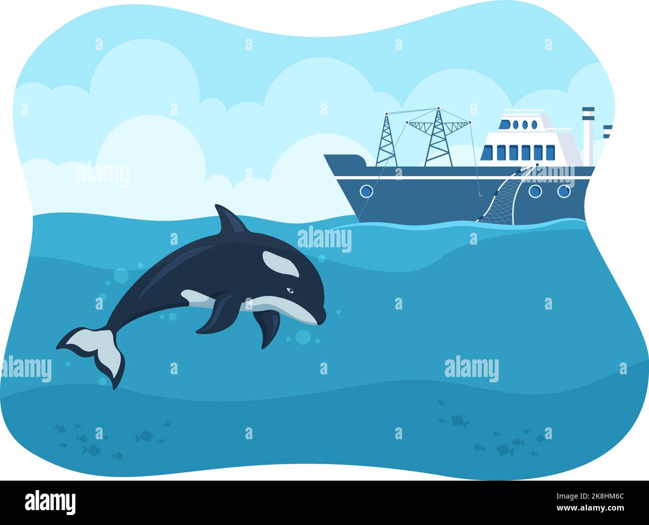 Whale Hunting with Whales Caught by Fisherman in the Middle of the Deep ...