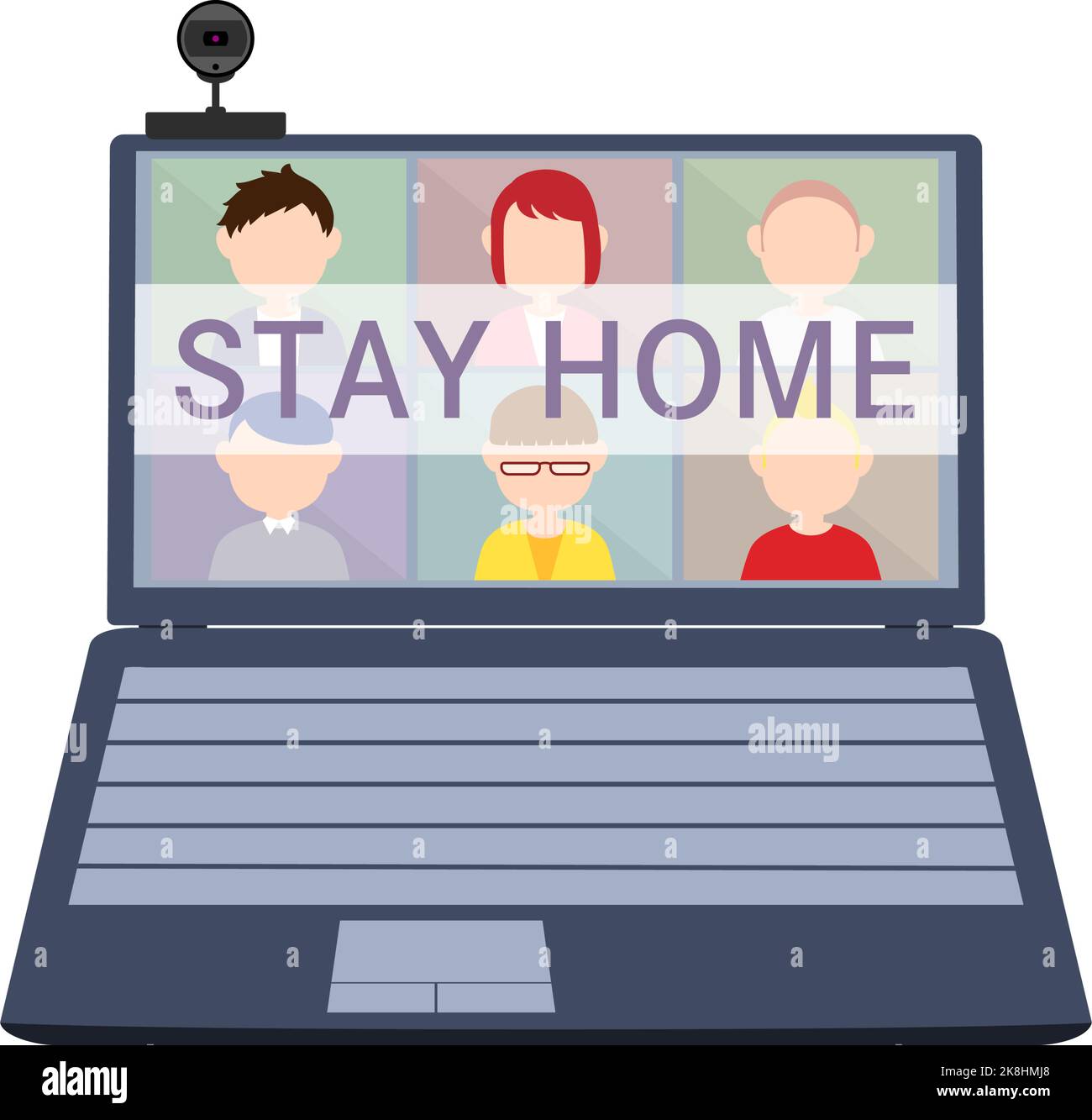 Laptop screen labeled Stay Home Stock Vector Image & Art - Alamy