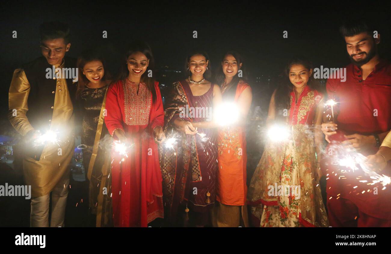 Bhopal, India's Madhya Pradesh state. 23rd Oct, 2022. People burn ...