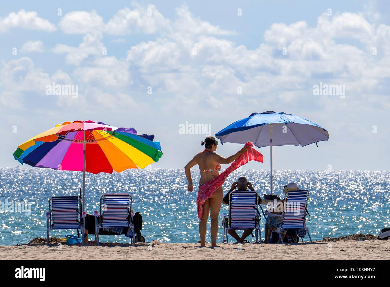 Beach goers seen in Hollywood Beach in Florida on October 23, 2022 ...