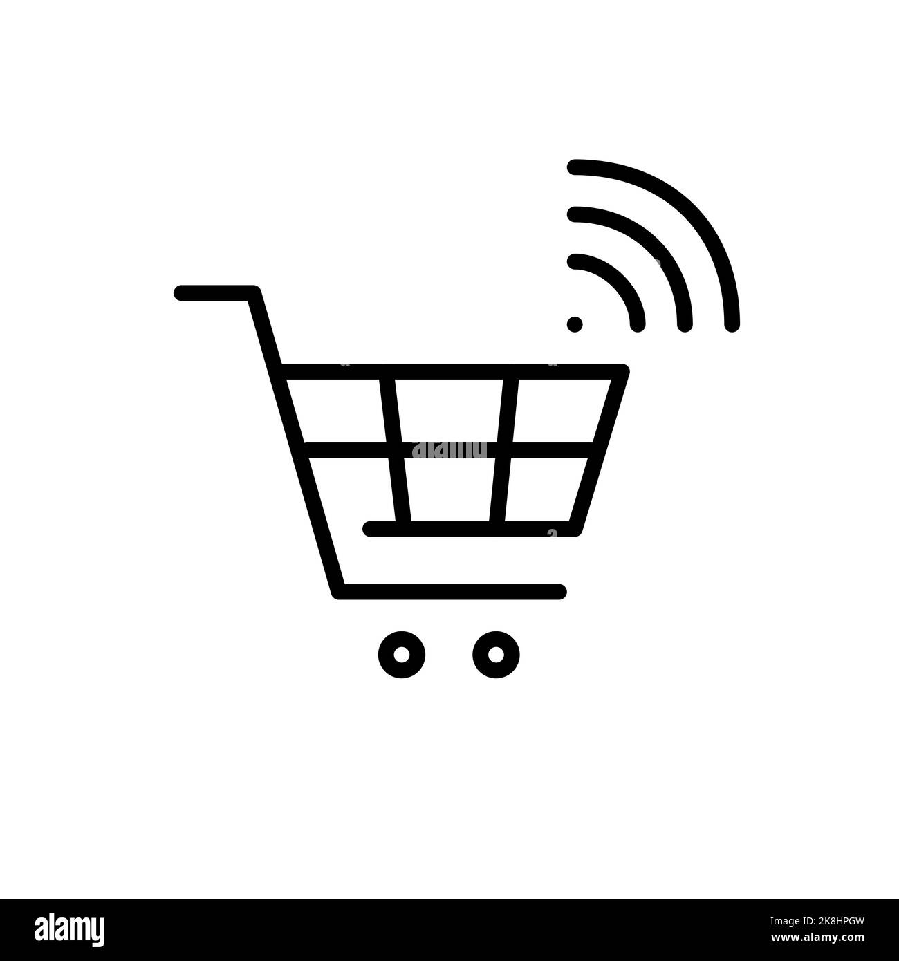 Smart shopping cart. Pixel perfect, editable stroke icon Stock Vector ...