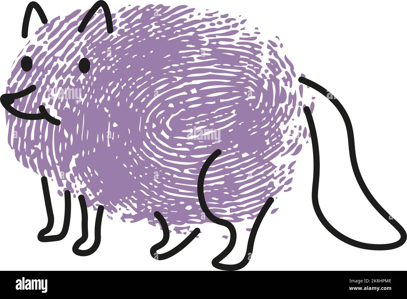 Thumbprint drawing of wild wolf animal vector Stock Vector Image & Art ...