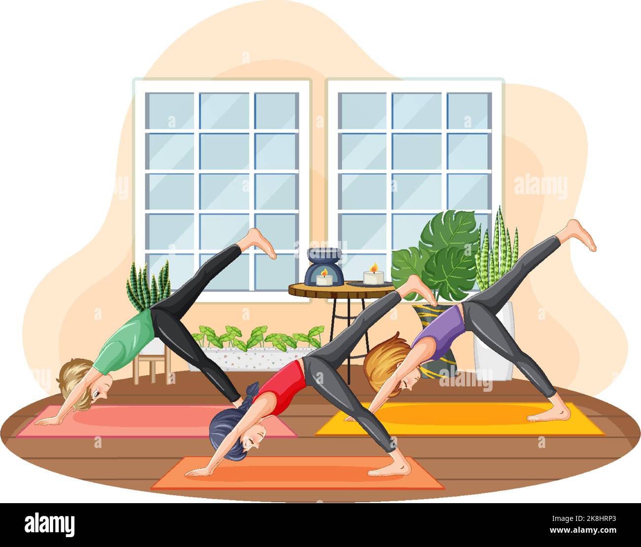 Group of people practicing yoga illustration Stock Vector Image & Art ...