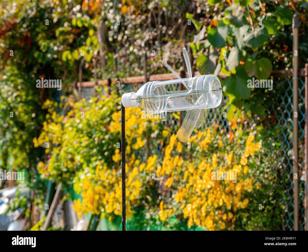 Close up shot of a simple plastic bottle anemoscope at Kyoto Stock ...