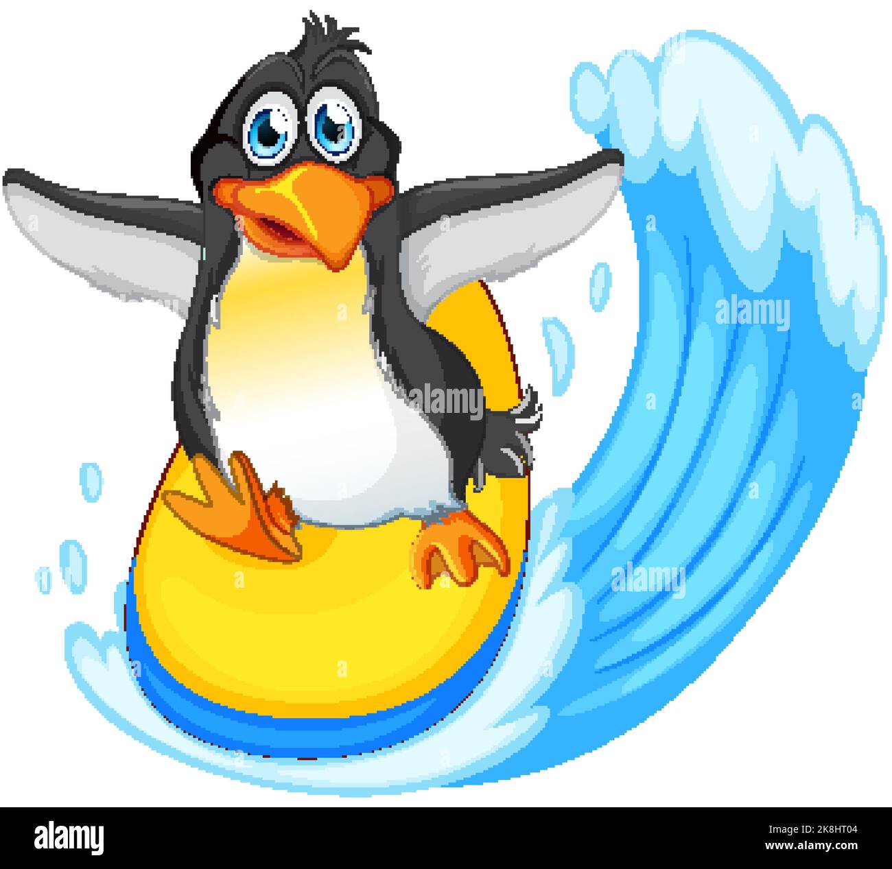 Cute penguin cartoon character surfing illustration Stock Vector Image ...