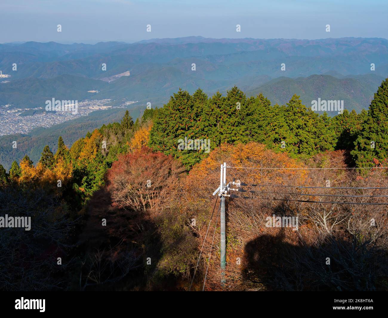 Aerial view of the Iwakura cityscape from Mount Hiei at Kyoto, Japan ...