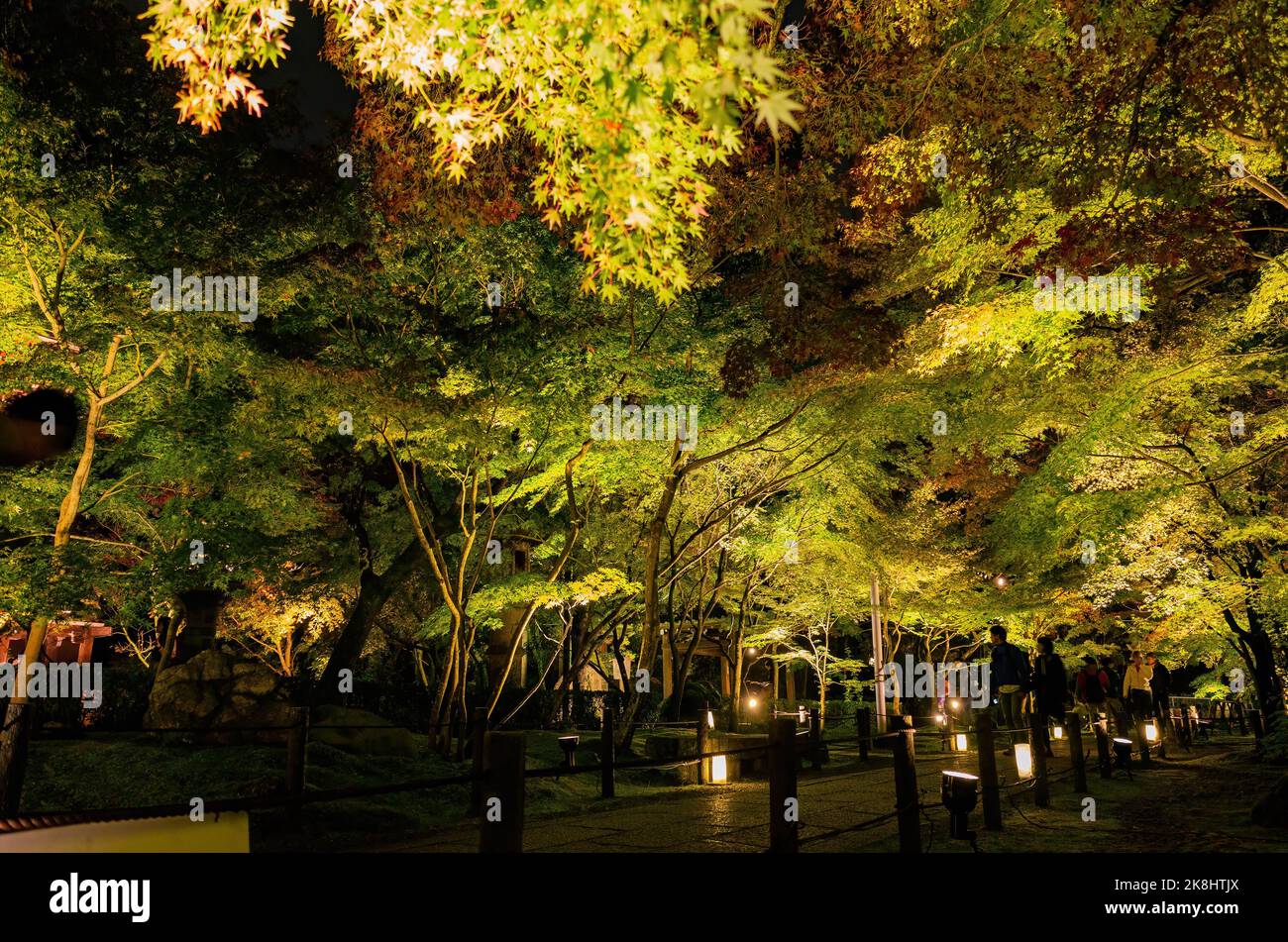 Night fall landscape in the Zenrin-ji Temple at Kyoto, Japan Stock ...