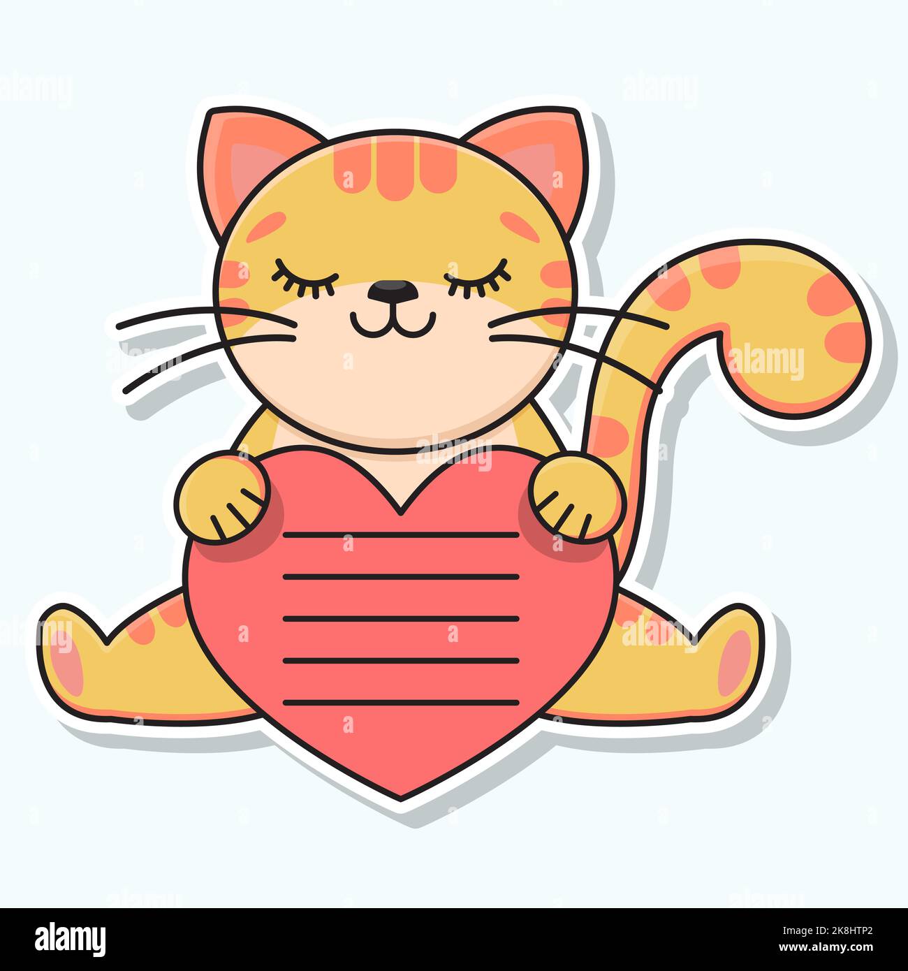 Notebook labels. The cat is holding a heart. Note labels. Baby stickers ...