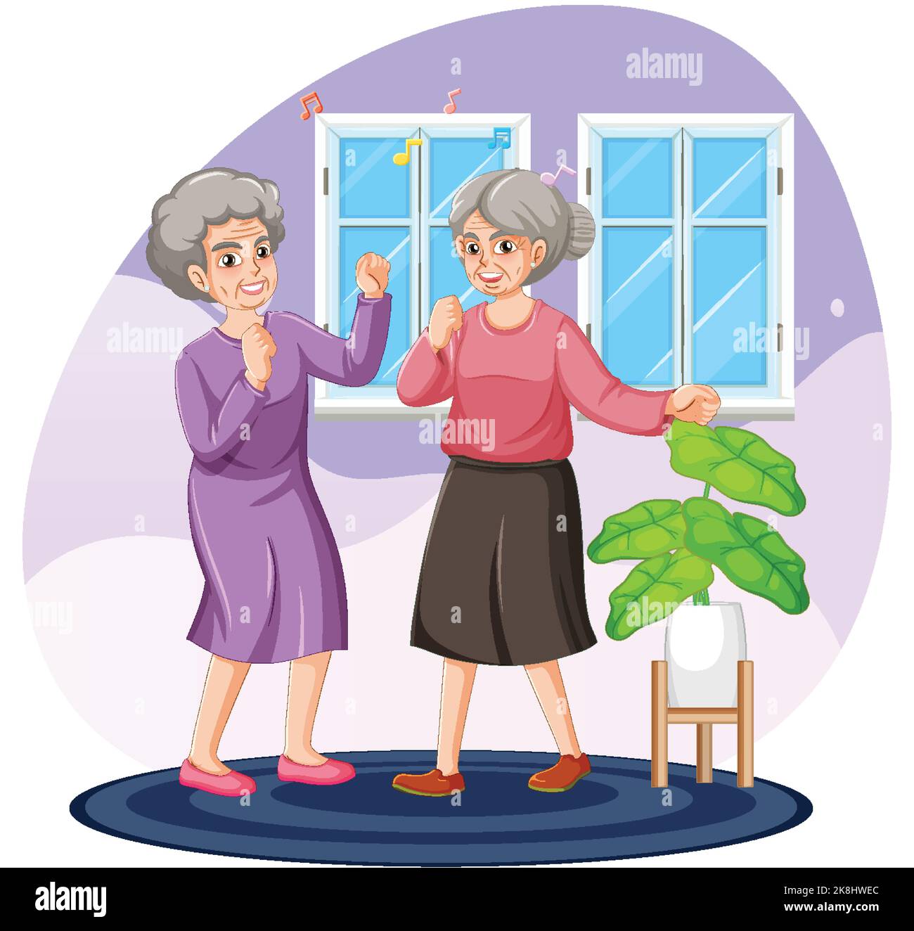 Two senior women dancing illustration Stock Vector Image & Art - Alamy