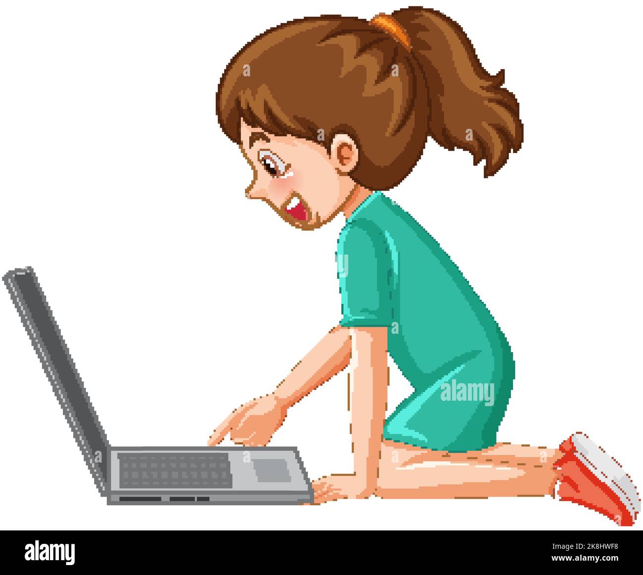 A girl using laptop cartoon illustration Stock Vector Image & Art - Alamy