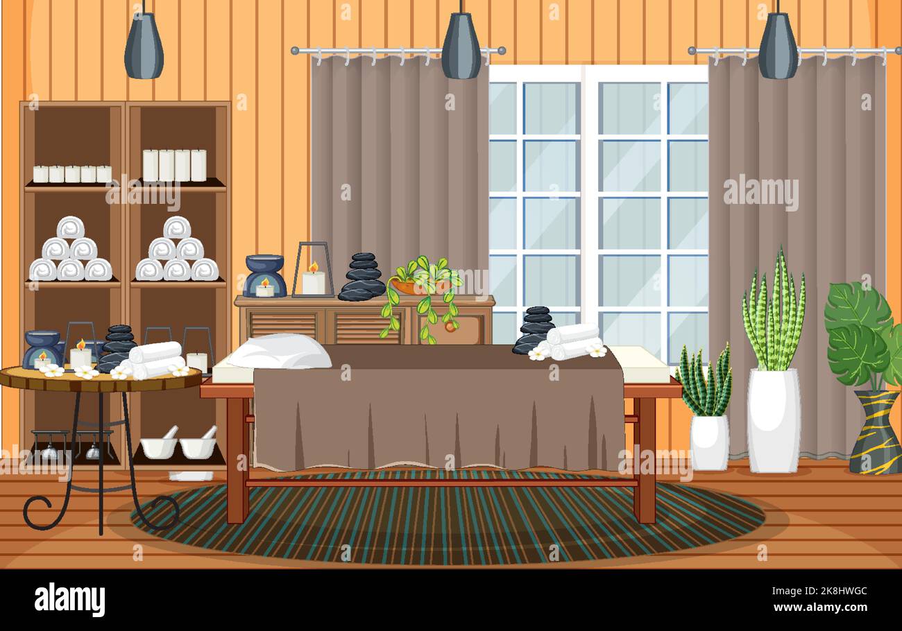 Interior Spa Room Scene illustration Stock Vector Image & Art - Alamy