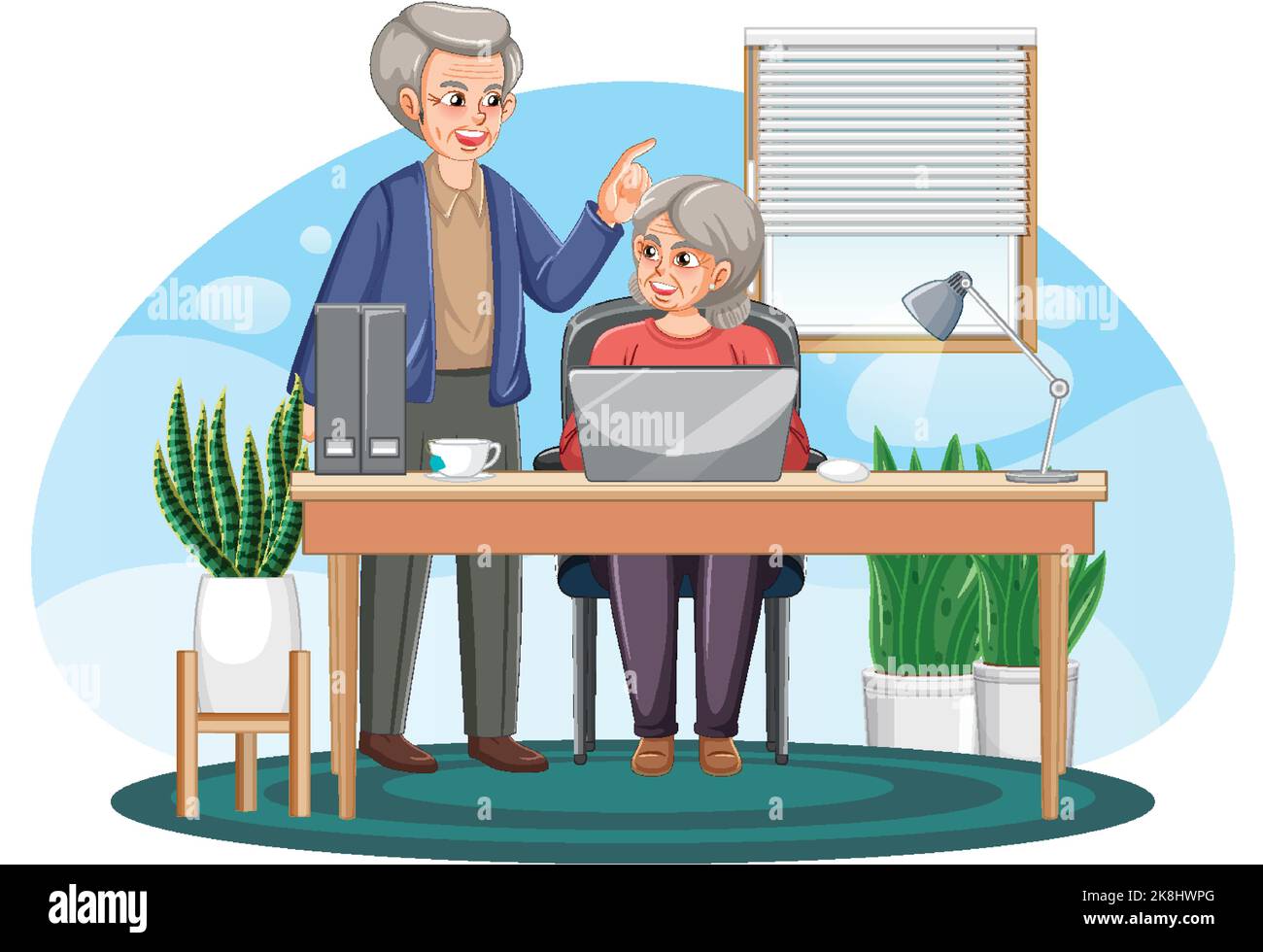 Old and young people laptop cartoon Stock Vector Images - Alamy