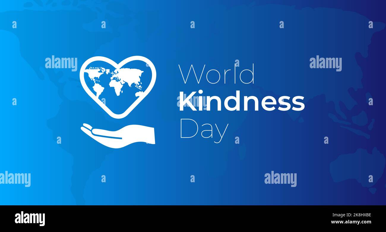 World Kindness Day Blue Illustration Background with Hand and Heart and ...