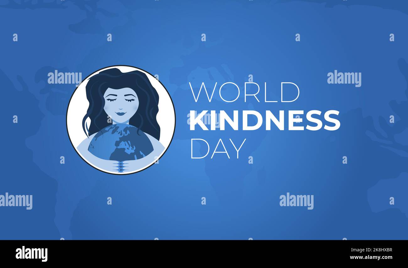 Blue World Kindness Day Illustration Background with Woman and Earth ...