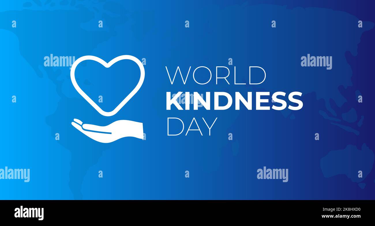 World Kindness Day Blue Illustration Background with Hand and Heart ...