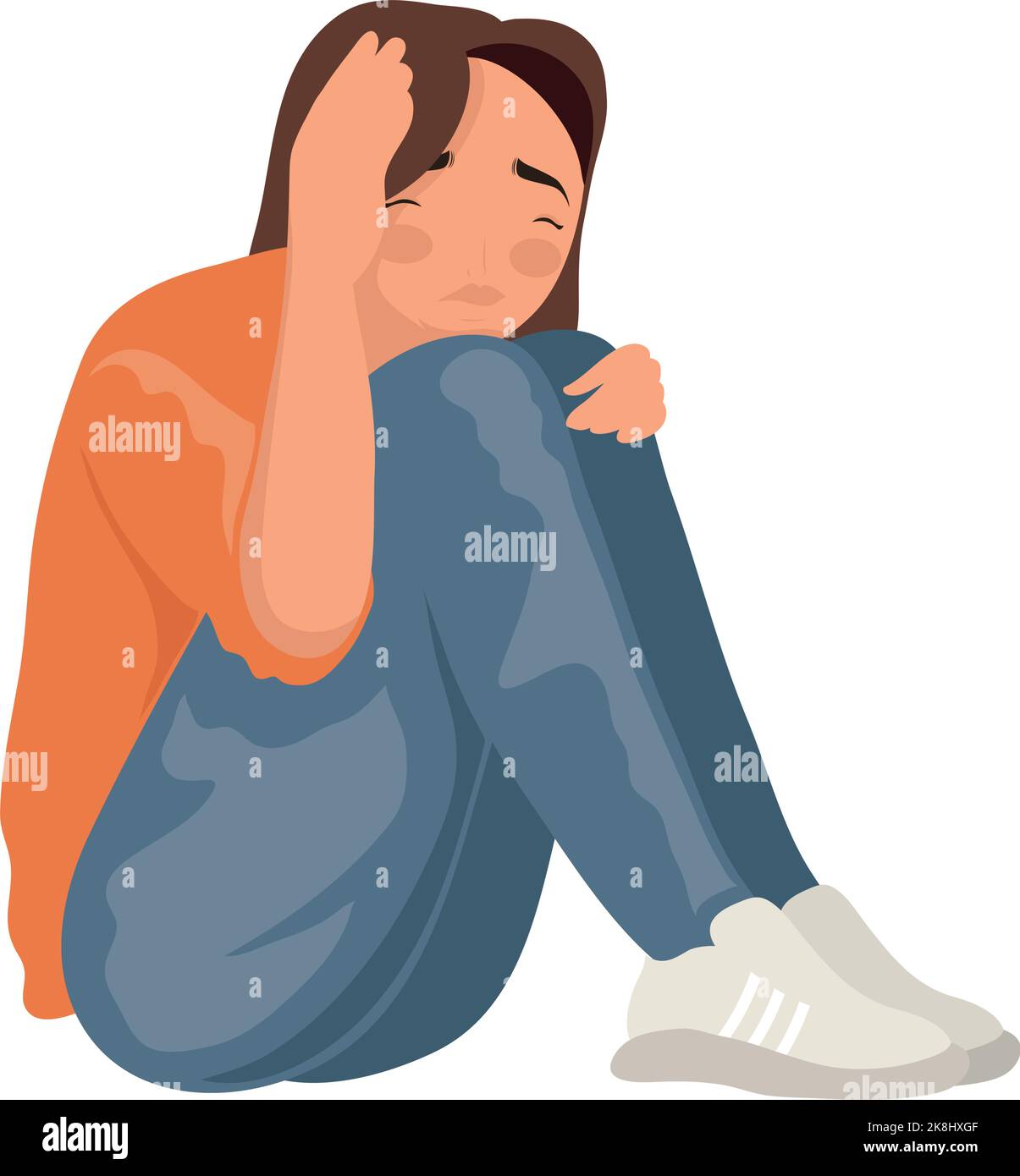 woman suffering from a bout of depression character Stock Vector Image ...