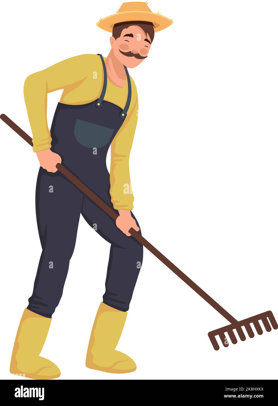 male farmer using rake character Stock Vector Image & Art - Alamy