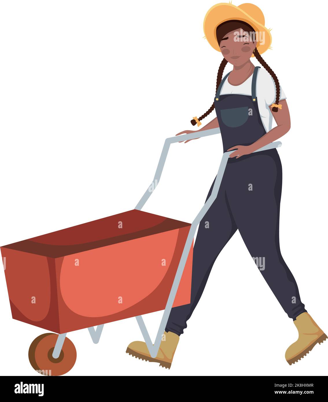 female farmer with wheelbarrow character Stock Vector Image & Art - Alamy